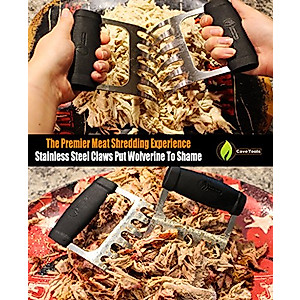 Cave Tools Metal Meat Claws for Shredding Pulled Pork, Chicken, Turkey, and Beef- Handling & Carving Food - Barbecue Grill Accessories for Smoker, or Slow Cooker - Knuckle Grip