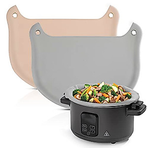 Silicone Slow Cooker Liners Compatible with 6-8 Quarts Crockpot, Reusable Slow Cooker Liner (Grey and Yellow)