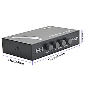 OLLGEN 4 Port USB 2.0 Sharing Manual Switch Box Hub 4 PCS Share Switcher 1 USB Device for Printer Scanner Camera Keyboard (4 Port)