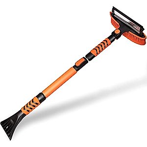 Zone Tech 35” Extendable Ice Scraper and Extendable Brush 360° Snow Brush Head for Car Windshield Flexible Arm Ice Scraper Scratch Free Removal Tool Snow Removal Compact Extreme Durable Auto Truck SUV