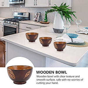 Cabilock Decoration Storage Containers Wood Bowl| Wooden Bowls for Food Wooden Salad Bowl Calabash Bowls 4.48 Bowl for Japanese Ramen Bowls