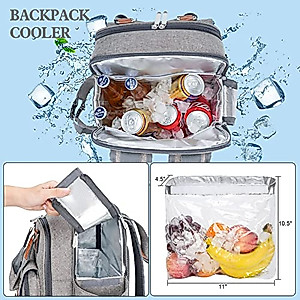 Picnic Backpack for 4 Person with Blanket, Picnic Bag Set with Cooler Compartment, Insulated Waterproof Pouch, Detachable Bottle/Wine Holder for Family Outdoor Camping, Beach, Day Travel, Hiking, BBQs