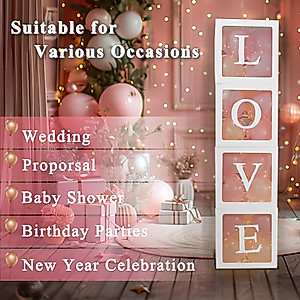 Ledido Baby Boxes with Letters for Baby Shower Balloon Box with Lights,4 Pcs Fairy String Lights and 43 Letters, Clear Blocks for Birthday Party, Bridal Shower, Gender Reveal Decoration - 4 PCS Boxes