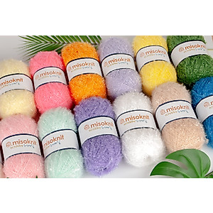 Misoknit Pastel Scrubby Yarn for dishcloths Crocheting 2 Skeins Polyester 100%, 2.8oz(80g) Each, 196 Yards per Skein (Dodger Blue)