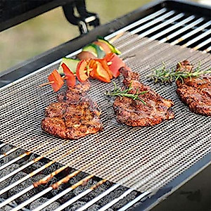 BBQ Mesh Grill Mat Set of 6 - Non-Stick Barbecue Grill Sheet Liners Grilling Mats for Outdoor Teflon Grill Sheets Reusable and Easy to Clean-Works on Electric Grill, Gas, Charcoal 15.75 x 11.8in