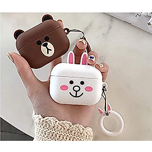 ZAHIUS Airpods Pro Silicone Case Funny Cover Compatible for Apple Airpods Pro[3D Cartoon Pattern][Designed for Kids Girl and Boys][Small Bear]