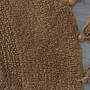 Cute Bathroom Rug Tufted Cotton Rug with Tassels Hand Woven Cotton Mat Washable Area Rug for Entryway Bedroom Laundry Living Room - 19.7"x31.5", Brown