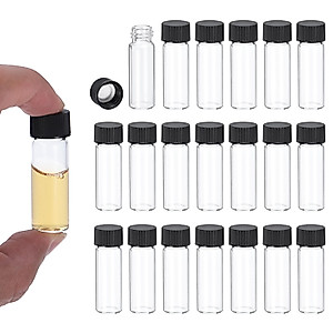 PATIKIL 4ml Clear Glass Vials, 20 Pack Sample Vials with Screw Cap Reagent Media Bottle Leak-Proof Liquid Sample Glass Vial for Lab Laboratory
