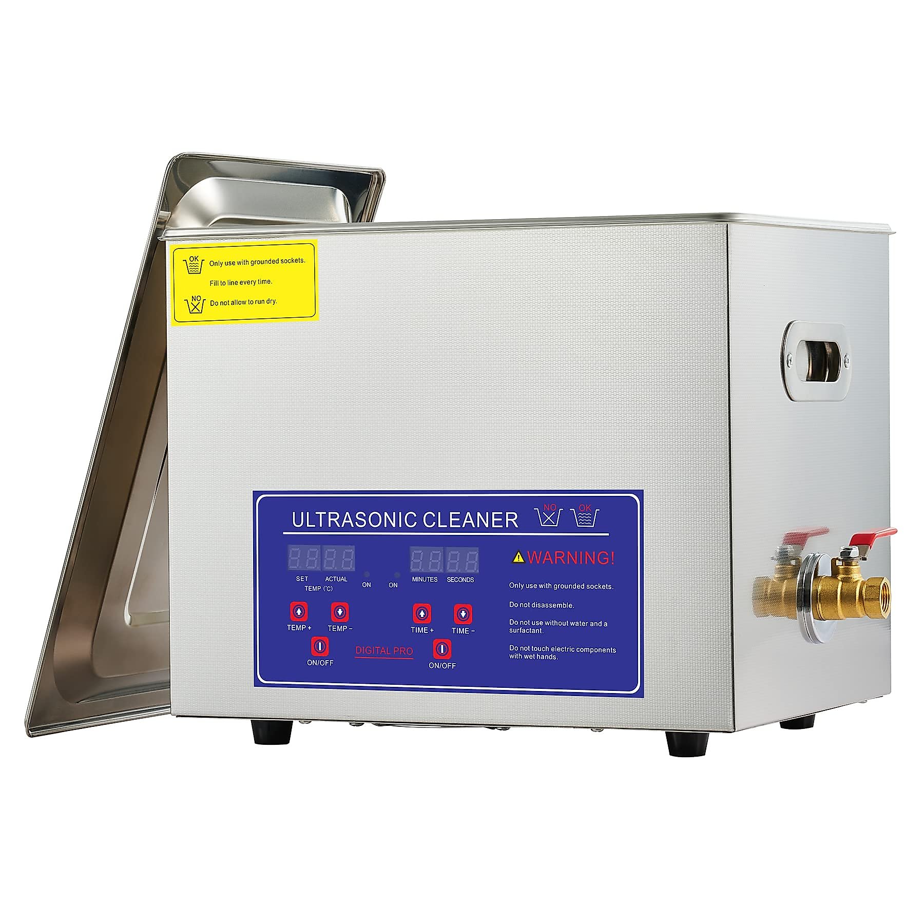 CREWORKS Ultrasonic Cleaner with Digital Timer & Heater, Portable 10L Ultrasonic Cavitation Machine, 304 Stainless Steel Professional Sonic Cleaning Machine for Jewelry Circuit Boards Auto Parts More