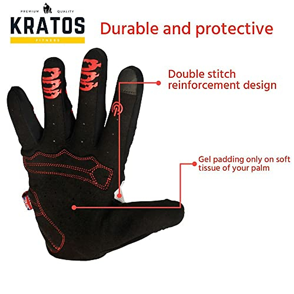 Kratos Anti-Slip Cycling Gloves for Men and Women, Touchscreen Breathable Bicycle Gloves| Mountain Bike Gloves for BMX ATV MTB Riding, Road Racing, Bicycle, Boating.