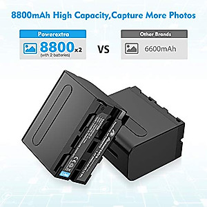 Powerextra 4 Pack Batteries and 4-Channel Charger for Sony NP-F970, NP-F960, NP-F950, NP-F930, NP-F770, NP-F750, NP-F570, NP-F550