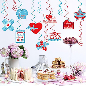 INNORU Congrats Doctor Hanging Swirls Streamers, Foil Ceiling Doctor Graduation Party Swirls Supplies, Medical School Graduation Party Hanging Decorations Supplies 15 PCS