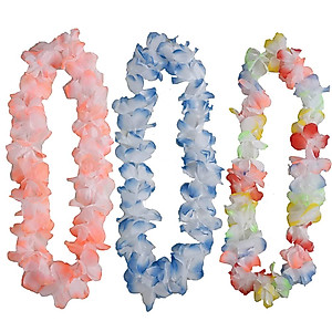 10 Counts Hawaiian Leis set Luau Party Decorations Tropical Party Favors Lei Hawaiian Flower Hair Clip and Elastic Wristbands Flowers Leis Perfect for Hawaiian Luaus Party Birthday Party Favors.