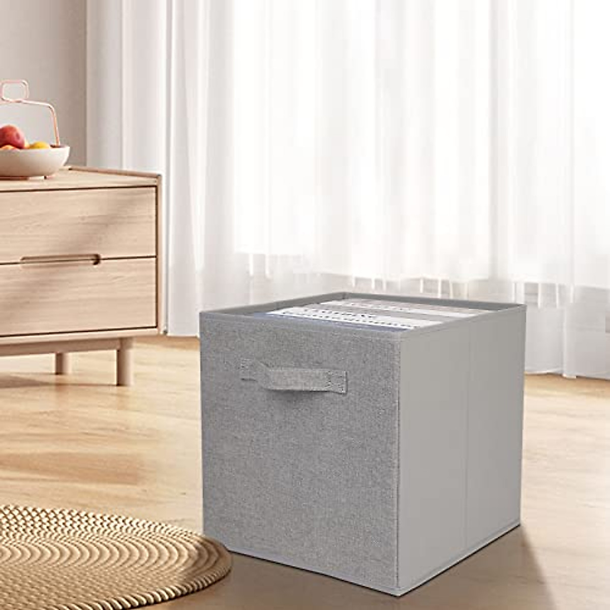 OVAKIA Storage Cube Organizer 4 Pack Collapsible Closet Bins with Handle Fabric Storage Boxes for Clothing Organization Shelf Basket for Bedroom Living Room Playroom