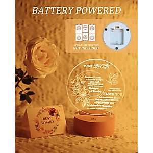 NISCHA Mothers Day Gifts from Daughter Son,Top Mother's Day Presents Ideas,Unique Mom Birthday Gift,3D Acrylic Night Lamp with Wooden Base and Greeting Card,3 Colors Touch Control (to my mom)