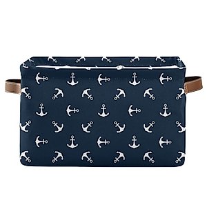 ALAZA Nautical Ocean Sea Anchor Foldable Storage Box Storage Basket Organizer Bins with Handles for Shelf Closet Living Room Bedroom Home Office 1 Pack