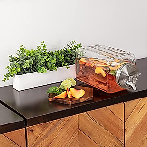 Glass Ice Bucket - 100% Leakproof Stainless Steel Spigot - Drink Dispenser for Fridge, Liquid Laundry Detergent Dispenser, Beverage Dispenser for Parties, Water Dispenser Countertop, 1.5-Gallon Jug