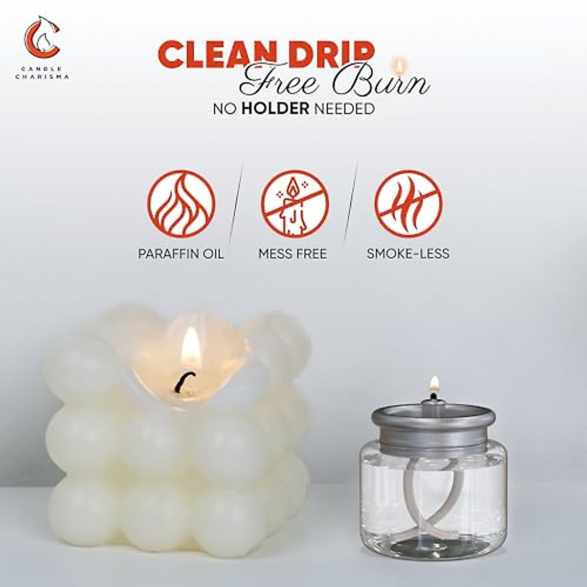 Candle Charisma Disposable Liquid Candles - Oil Tea Lights with Extended 8 Hour Burn Time - Dripless Liquid Candle, Smokeless Clean Burning Fuel, 180 PCS