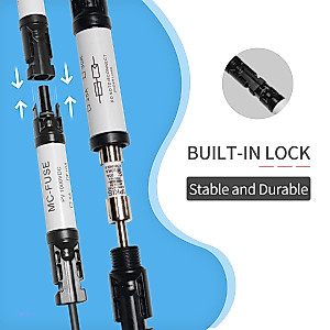 ELFCULB 20A Solar Fuse Connector 1000V IP68 Waterproof, for Solar System and Inverter in Photovoltaic System, Contains 4 fuses + 2 Solar Fuse Holders
