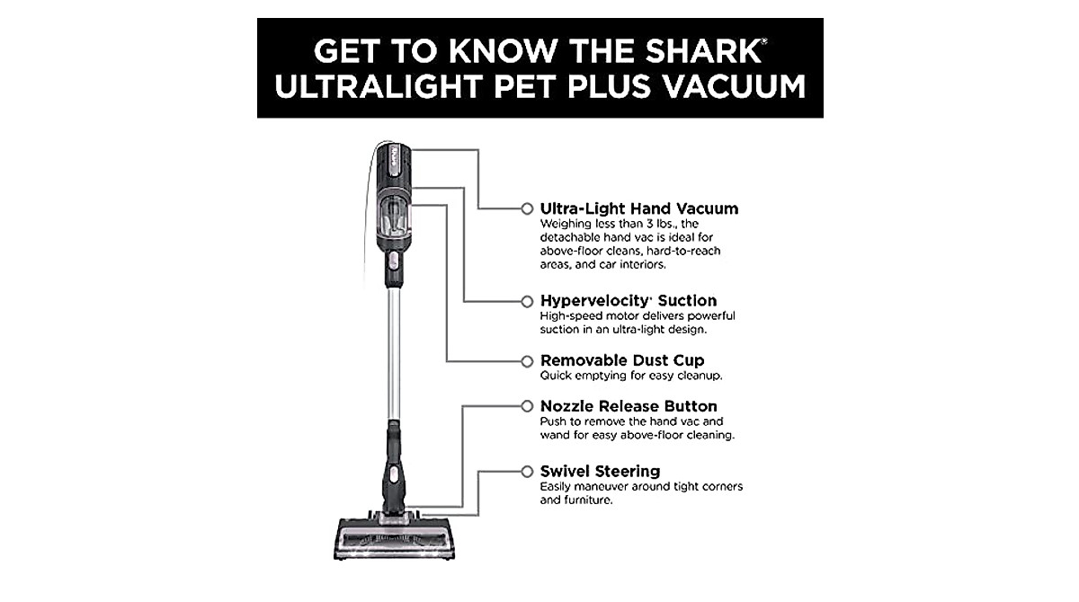 Shark UltraLight Pet Plus Corded Vacuum – Powerful Pet Hair Removal