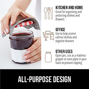 Gorilla Grip Drawer and Shelf Liner and Manual Hand Held Can Opener, Shelf Liner Size 17.5 In x 10 FT, Strong Grip, Large Lid Openers for Kitchen, Both in Gray, 2 Item Bundle