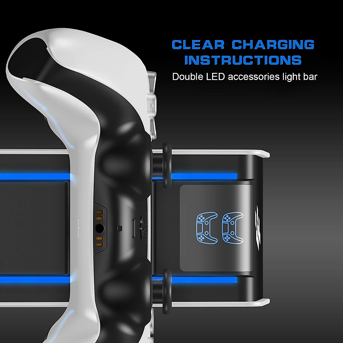PS5 Charging Station Bonadget PS5 Controller Charging Station with Led Indicator PS5 Charging Dock with USB-C 2 Hours Fast Charging