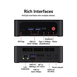 Beelink SER5 MAX Mini PC,Ryzen 7 5800H(8C/16T,up to 4.4GHz) Mini Computer,TDP 54W High-Performance Mini Desktop Computers,Micro PC 16GB/500GB PCle3.0 SSD 4K Triple Displays,WiFi6,BT5.2,USB3.2