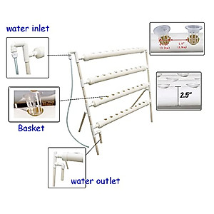INTBUYING Hydroponic36Holes Plant Site Grow Kit Hydroponics Growing System Garden System Vegetable Ladder Style-4 Pipes 4 Layer （Outer Set Hose）
