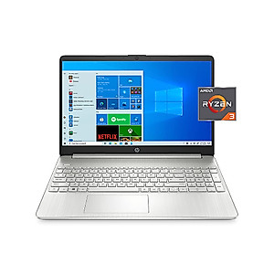 HP 2021 15.6" FHD Display Laptop Computer, AMD Ryzen 3-3250U Processor(Beats Intel i5-1035G1), 16GB DDR4 RAM, 512GB SSD, AMD Radeon Graphics, HD Webcam, HDMI, Win 10S, Silver, 32GB SnowBell USB Card
