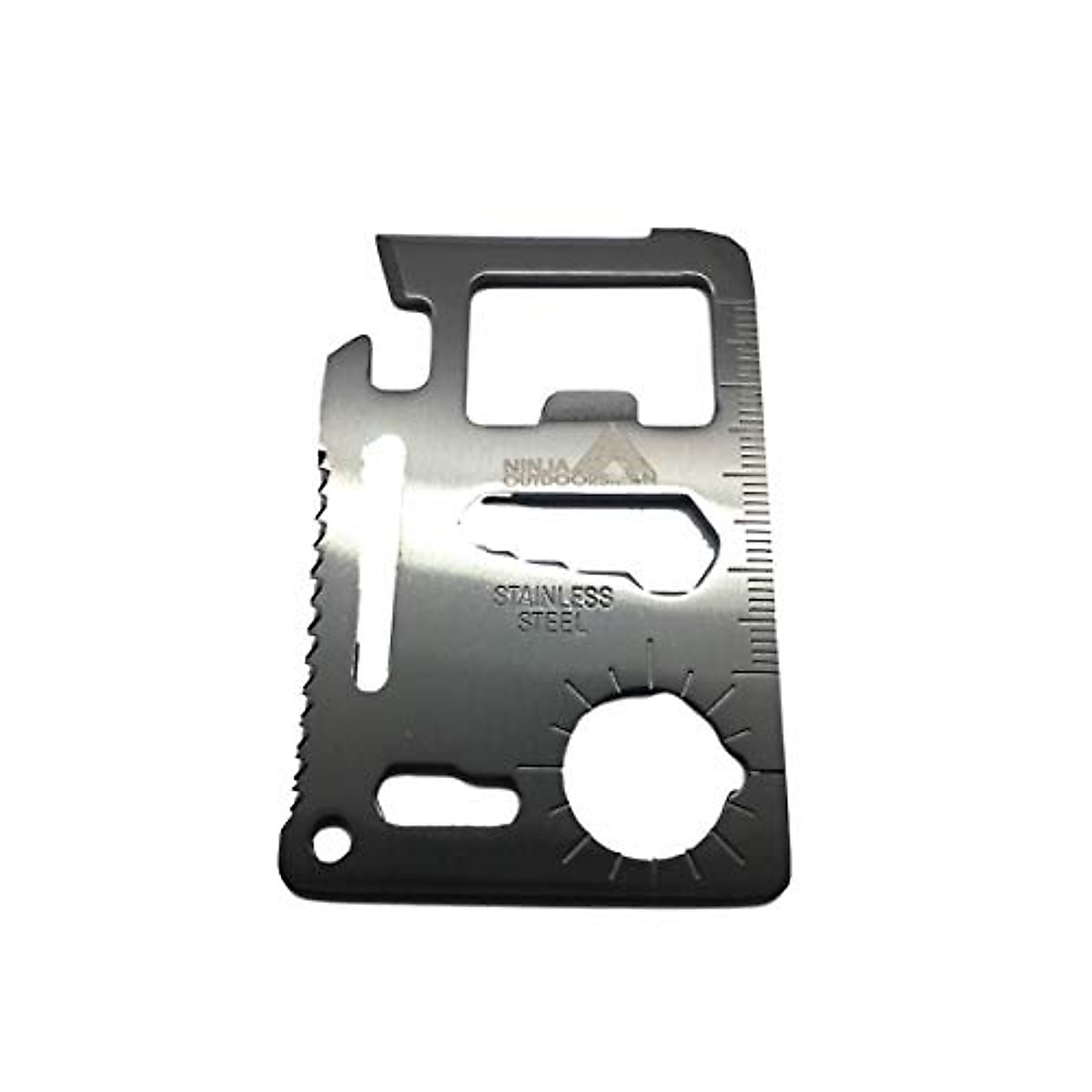 (5-Pack, Silver) Ninja Outdoorsman 11 in 1 Stainless Steel Credit Card Pocket Sized Survival Multi Functional Tool - Stocking Stuffers, Christmas Gifts Under 10 Dollars