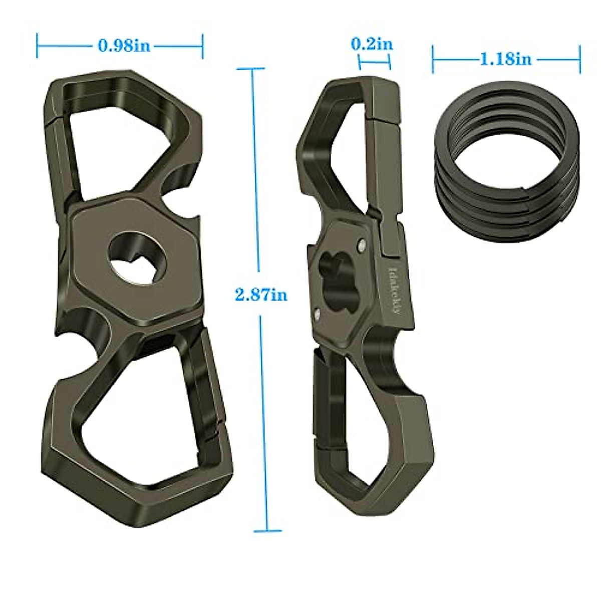 Idakekiy Key Chain Heavy Duty Car Keychain Clip Dual Bottle Opener with 4 Key Rings for Men or Women