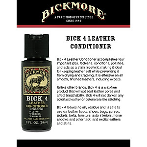 Bick 4 Leather Conditioner and Leather Cleaner 2 oz - Will Not Darken Leather - Safe For All Colors of Leather Apparel, Furniture, Jackets, Shoes, Auto Interiors, Bags & All Other Leather Accessories