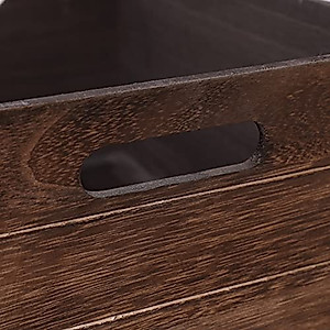 SENRYEE Farmhouse Antique Black Wooden Crate for storage,Rustic Decorative Boxes,Set Of 3 Extra Large Nesting Wooden Storage Crates For display ,Handmade Natural Solid Wood Box, Wooden Storage Boxes For Milk,Toys,Towel,Wine,etc. 15 x 11 x 7inches (Rustic