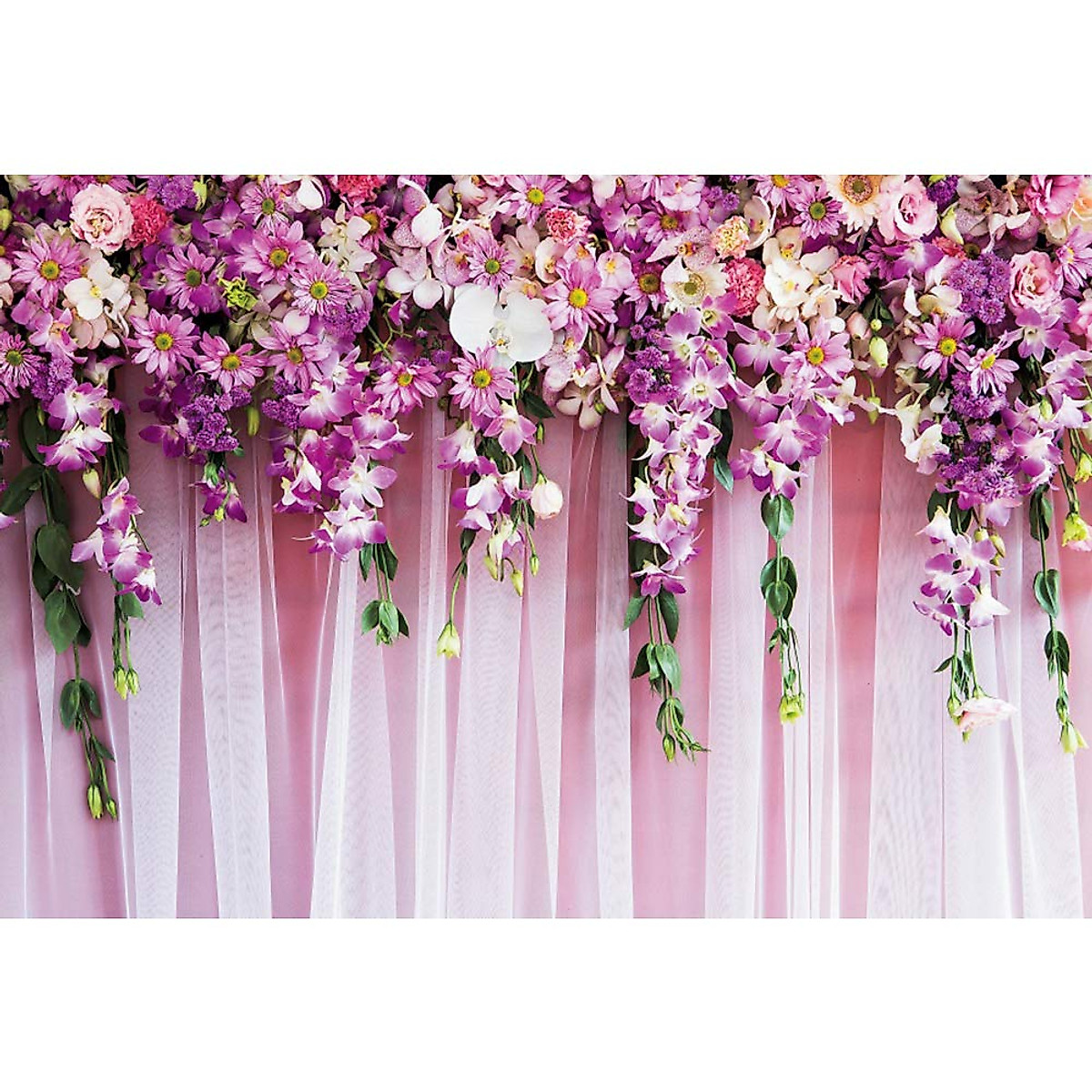 OERJU 10x8ft Wedding Backdrop for Reception Purple Flowers Curtain Floral Mother's Day Background for Photography Bridal Shower Decor Banner Anniversary Supplies Wedding Photo Background