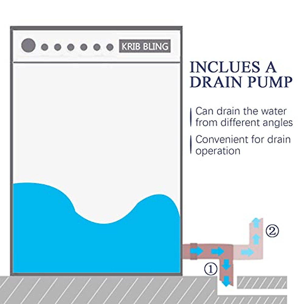 Krib Bling Full-Automatic Washing Machine with Drain Pump, 17.7 lbs Compact Washer, 10 Wash Program & 8 Water Level, Ideal for Apartment, Dorm, RV