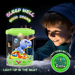 Crystal Growing Kit, Light-Up Dinosaur Terrarium Kit, Grow, Paint & Decorate Your Own Dinosaur, DIY STEM Project Educational Arts and Crafts Set, Gift Idea for Boy & Girl Aged 8 9 10 11 12+ (Upgraded)
