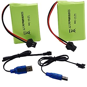 Blomiky 2 Pack 3.7V 600mAh Lithium Rechargeable Battery and 2 USB Charger Cable Compatible with Some Remote Control Robot Dog K9 Battery 2