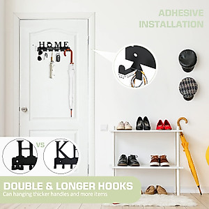 HOMEBROS Key Holder Wall Mount, Black Metal Key Hanger Adhesive Key Rack Organizer with 6 Double Key Hooks Wall Decorative for Entryway Doorway Hallway Garage 2 Installation Methods