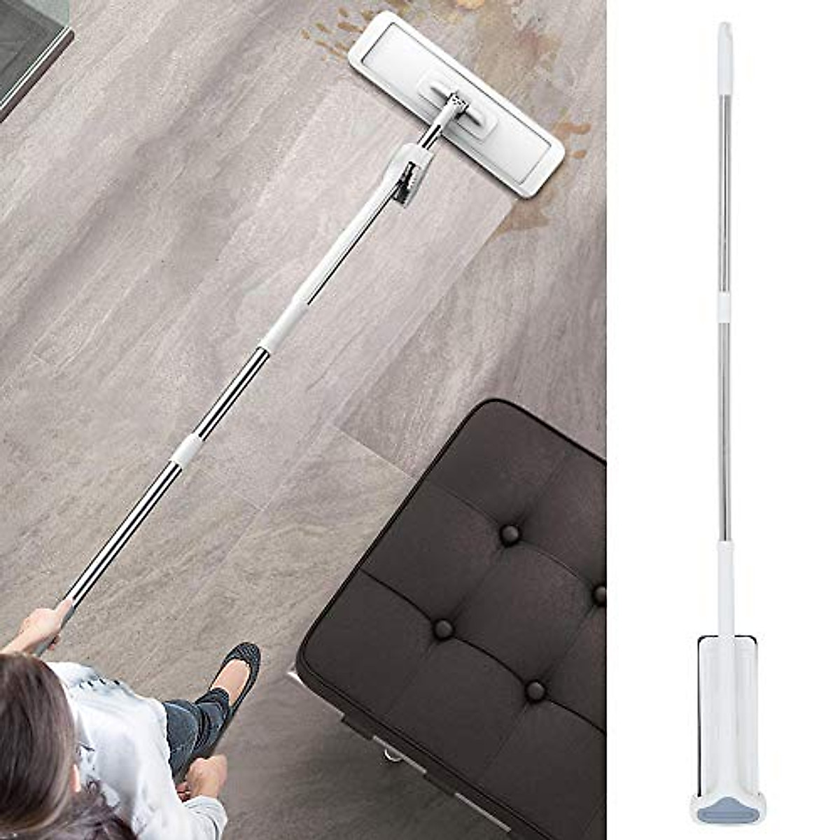 KUIKUI Wet Dry Dual Use Dust Cleaning Squeeze Flat Mop Kit, Sturdy, Flexible, and Efficient Floor Cleaner Accessory for Home Use