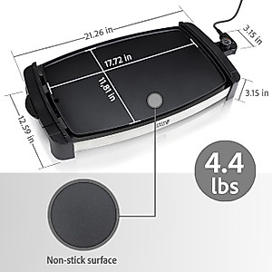LEBENLANG - electric barbecue with 1500 Watt | Electric barbecue 4-8 persons | Portable XXL barbecue griddle for indoor use | Tepaniaky table barbecue electric barbecue for balcony | UL certified