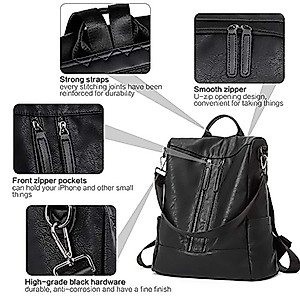 BROMEN Backpack Purse Leathe Backpack for Women Anti-theft Bookbag Purse Fashion Shoulder Handbag Backpack Women Black