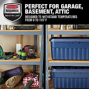 Rubbermaid Roughneck️ Storage Totes 50 Gal, Large Durable Stackable Storage Containers, Great for Basement, Attic, Garage Storage, and More, 50 Gal - 2 Pack