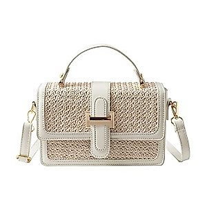 OWGSEE Straw Crossbody Bags for Women, Summer Straw Purses and Handbags Shoulder Clutch Bag for Vacation (Beige)
