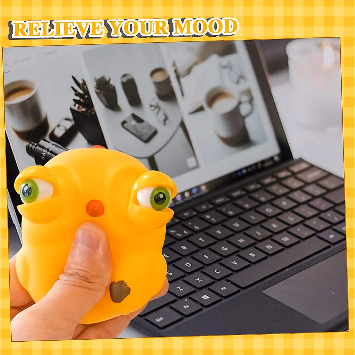 Smosun Chicken Squeeze Toys: 2PCS Funny Stress Relief Squishy Toys with Pop Out Eyes - Sensory Therapy Fidget Toys for Kids and Adults with Autism & ADHD