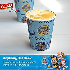 Glad for Kids Paw Patrol Paper Cups Disposable Paper Cups with Paw Patrol Design for Kids Heavy Duty Disposable Paper Cups for Everyday Use and All Occasions 9 Ounces, Blue, 20 Count