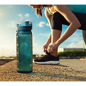 Teentumn Time Marker Water Bottle Gym, 30oz Large Durable Transparent Bottle for Workout Sport Travel Water Tracker Blue (Pack of 1)