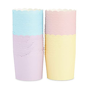 BLUE PANDA 48 Pack Pastel Cupcake Liners Wrappers, Rainbow Color Muffin Paper Baking Cup for Birthday Party