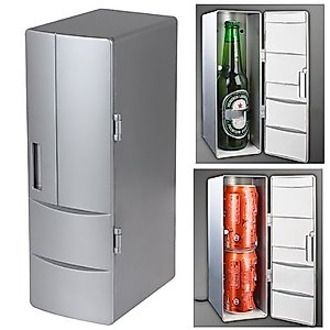 Mini PC USB Cooler & Warmer, HQF® Portable USB Beer Beverage Drink Cans Fridge Cans Cooler Warmer for Cold/Hot Beverage Drinks (Silver, Bigger Size)