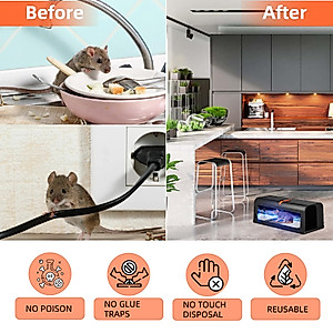 CritterTec Electric Mouse Trap, Electric Rodent Trap Killer for Home with Powerful Voltage Instantly Kills Rats and Mice in Living Room, Kitchen, Garage and More