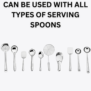 KC KULLICRAFT Spoon Rest Handmade Marble Big White Spatula Ladle Fork Utensil Rest - Spoon Rests Keeper Kitchen Organizer - Chef Cooking Helper Tool Countertop Spoon Holder